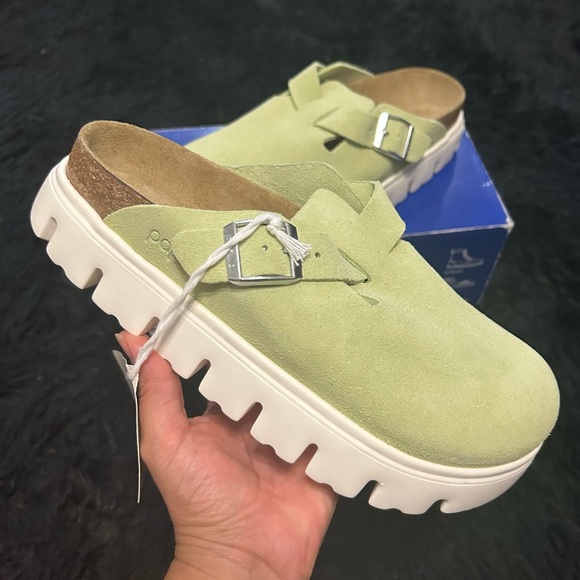 Birkenstock | Shoes | Papillio By Birkenstock Boston Chunky Green Suede ...